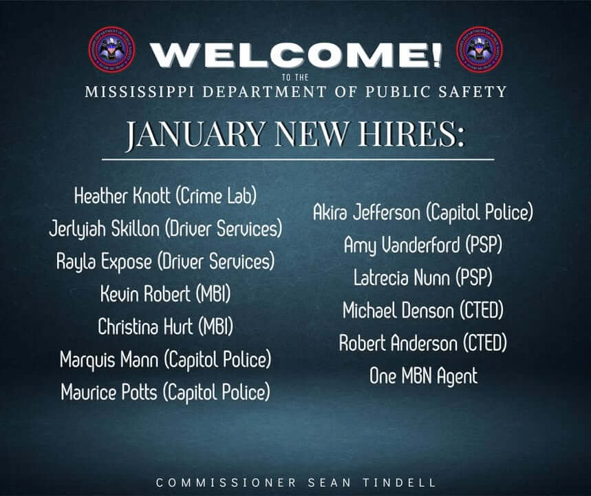 Mississippi Department of Public Safety Welcomes New Employees | Tippah ...