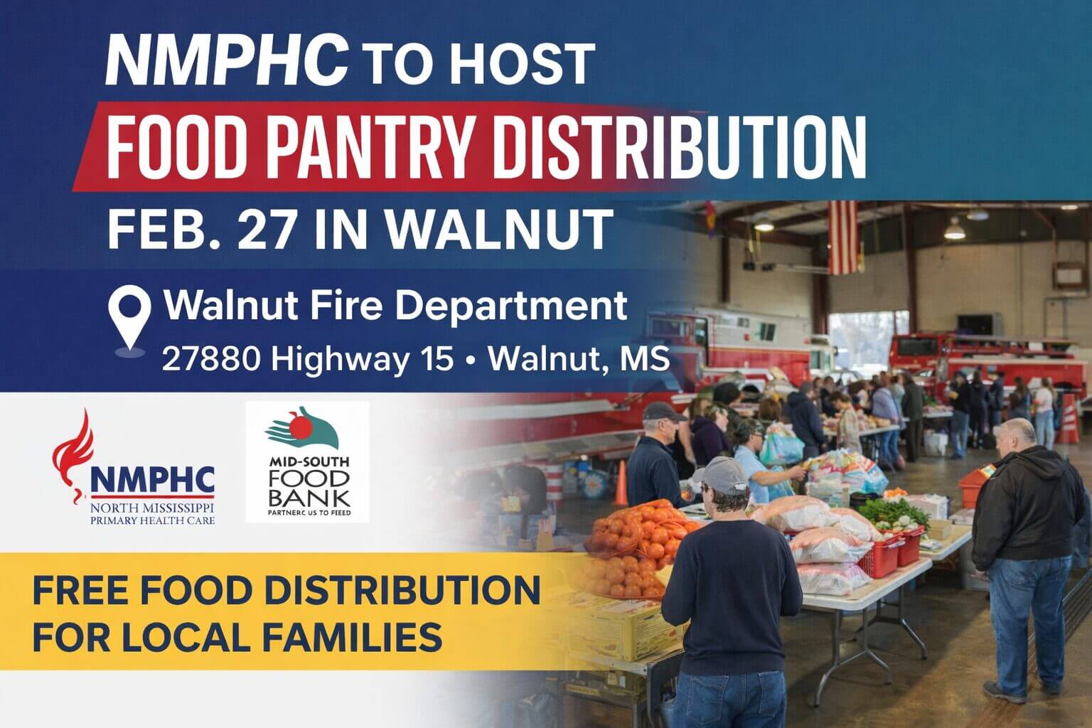 NMPHC Food Pantry Distribution Set for Feb. 27 at Walnut Fire ...